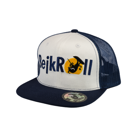 Cap SNAP Trucker blue white with flat logo BejkRoll