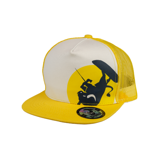 Cap SNAP Trucker yellow white with rounded logo BejkRoll