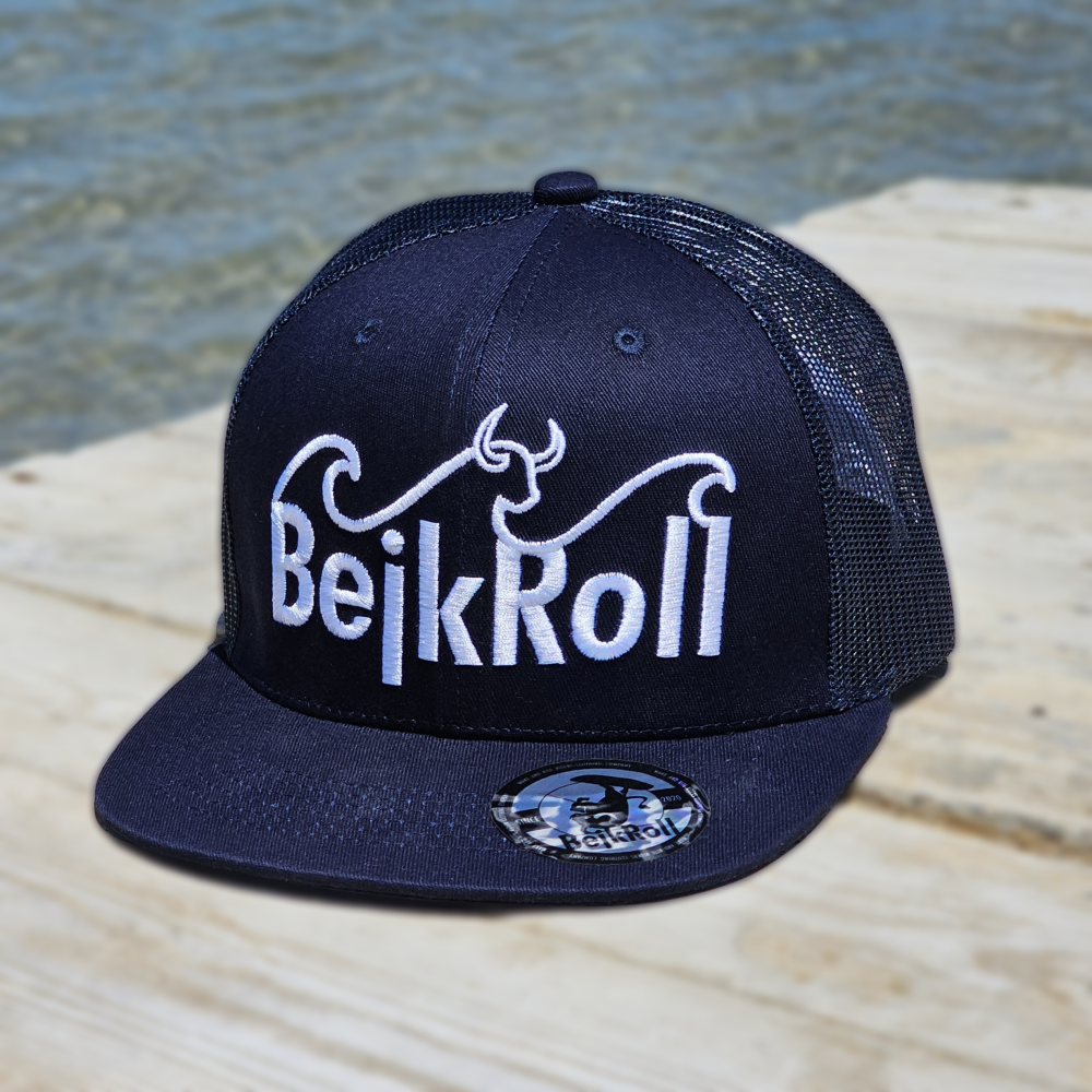 Cap SNAP Trucker navy blue with silver logo BejkRoll Wave